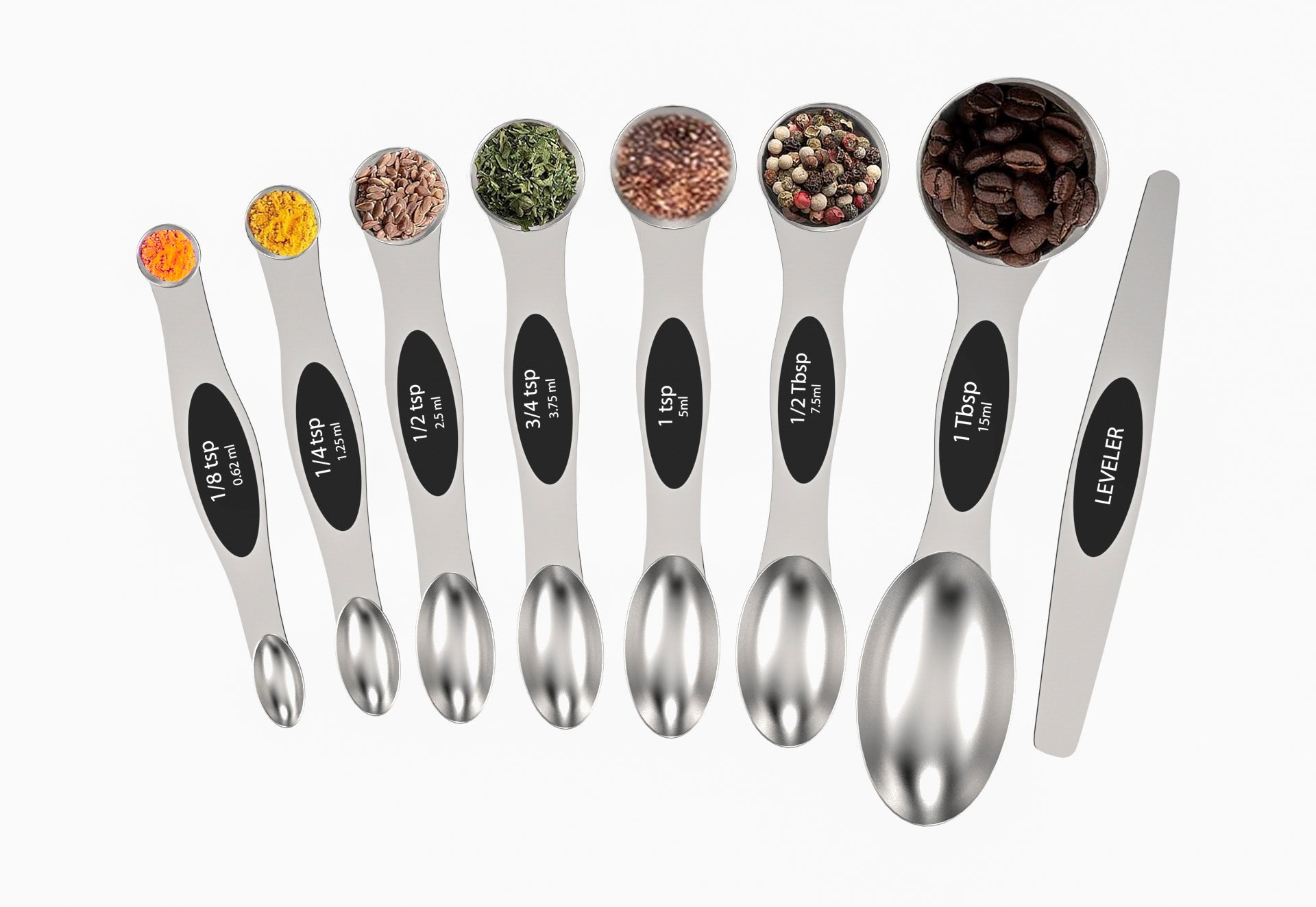 Silver Magnet Measuring Spoon Set Silver / Brass Gold - Kitchen Envy