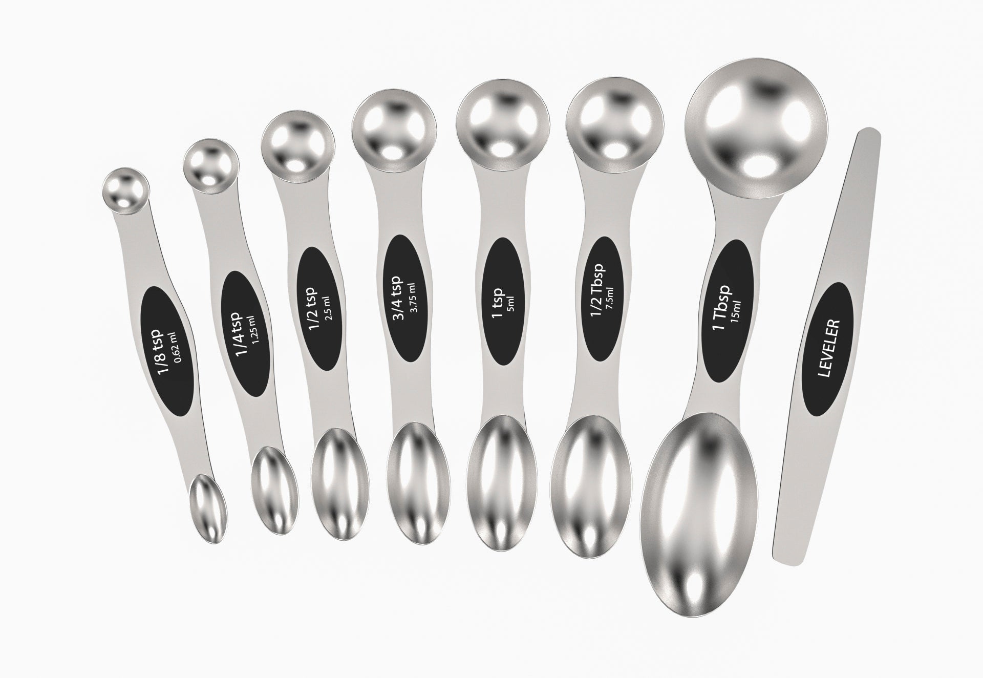 Silver Magnet Measuring Spoon Set Silver / Brass Gold - Kitchen Envy