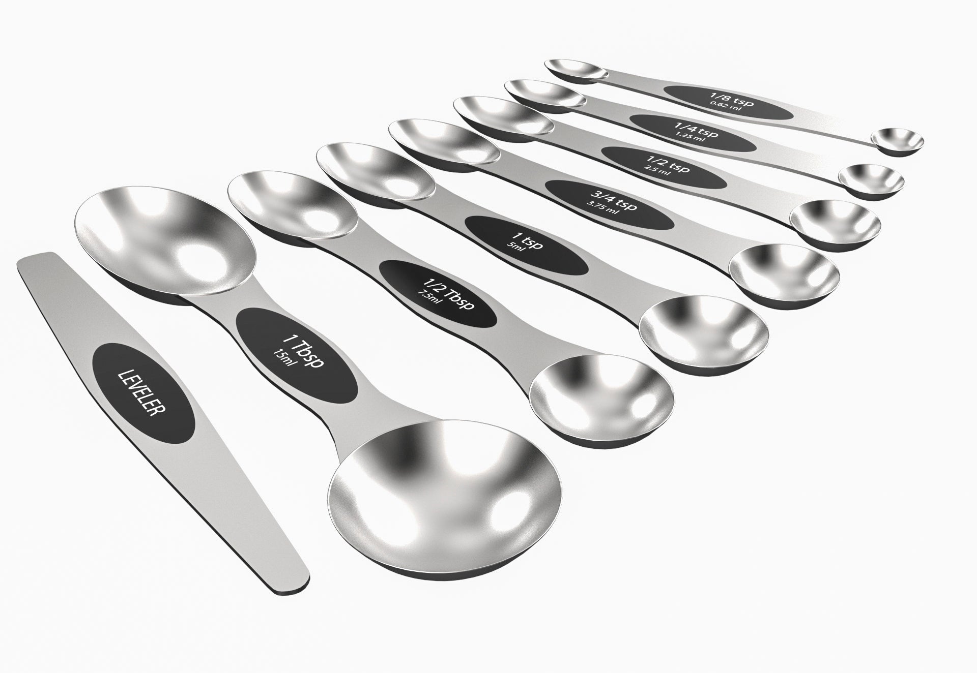 Silver Magnet Measuring Spoon Set Silver / Brass Gold - Kitchen Envy